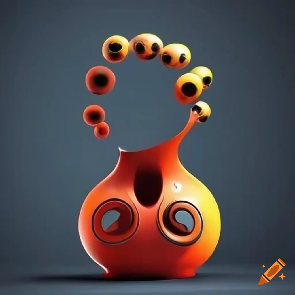 Surreal abstract art of an alien flower vase