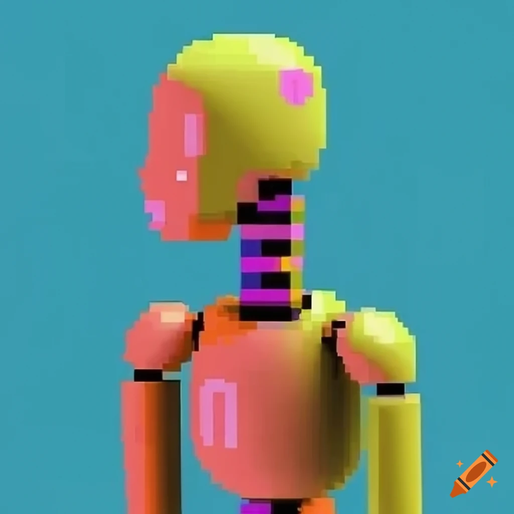 Pixel art ecofriendly school robot on Craiyon