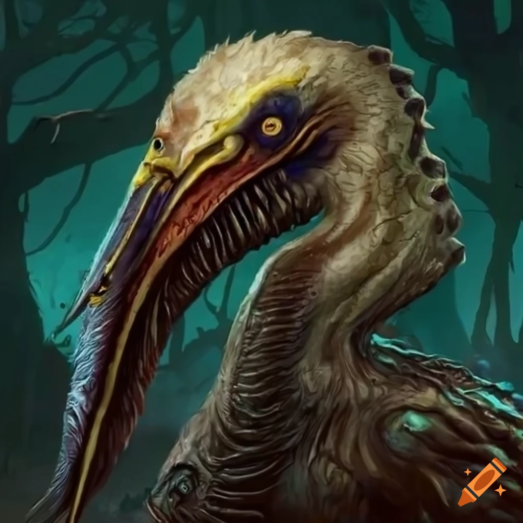 Eldritch horror influenced pelican artwork on Craiyon
