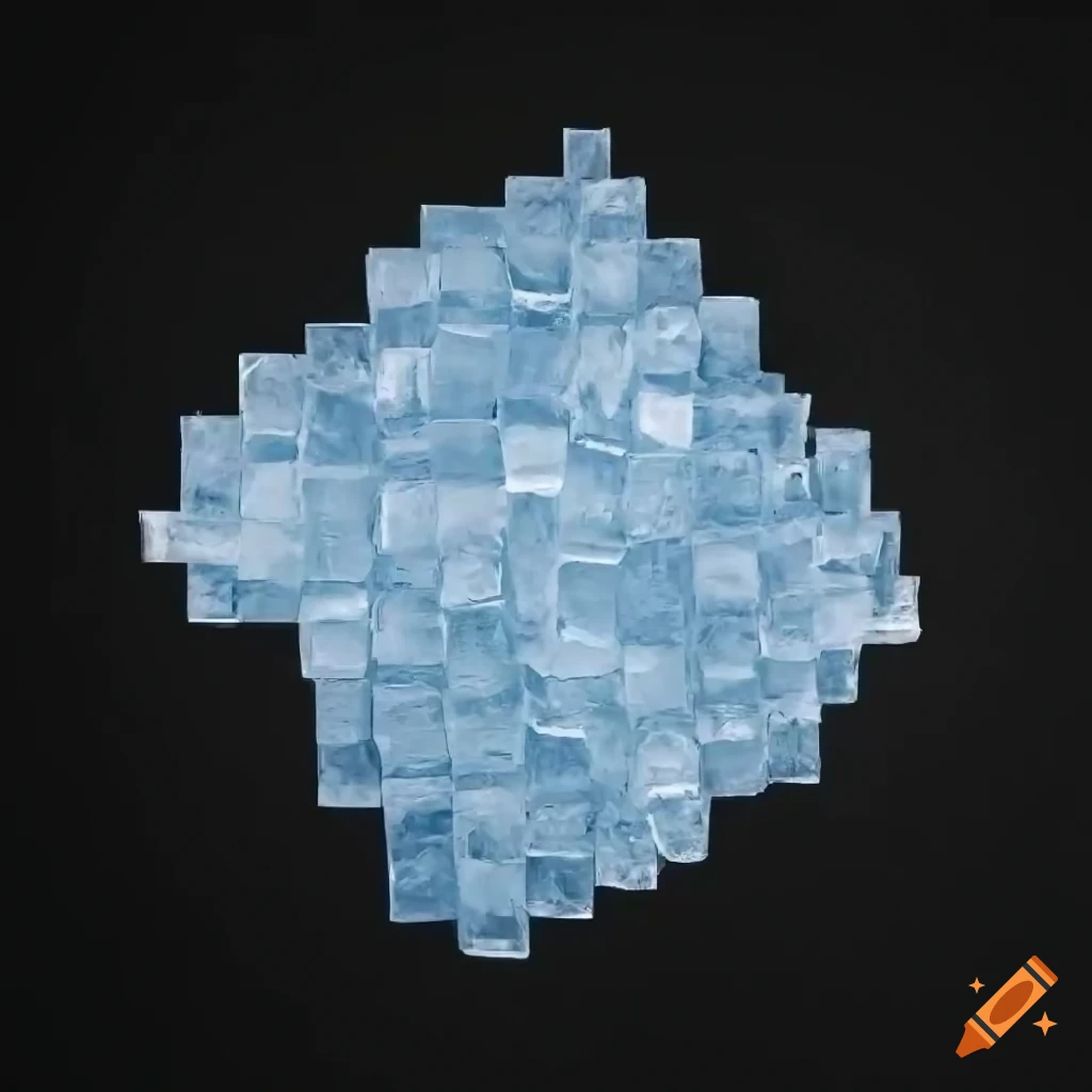 2d ice block wall on black background on Craiyon