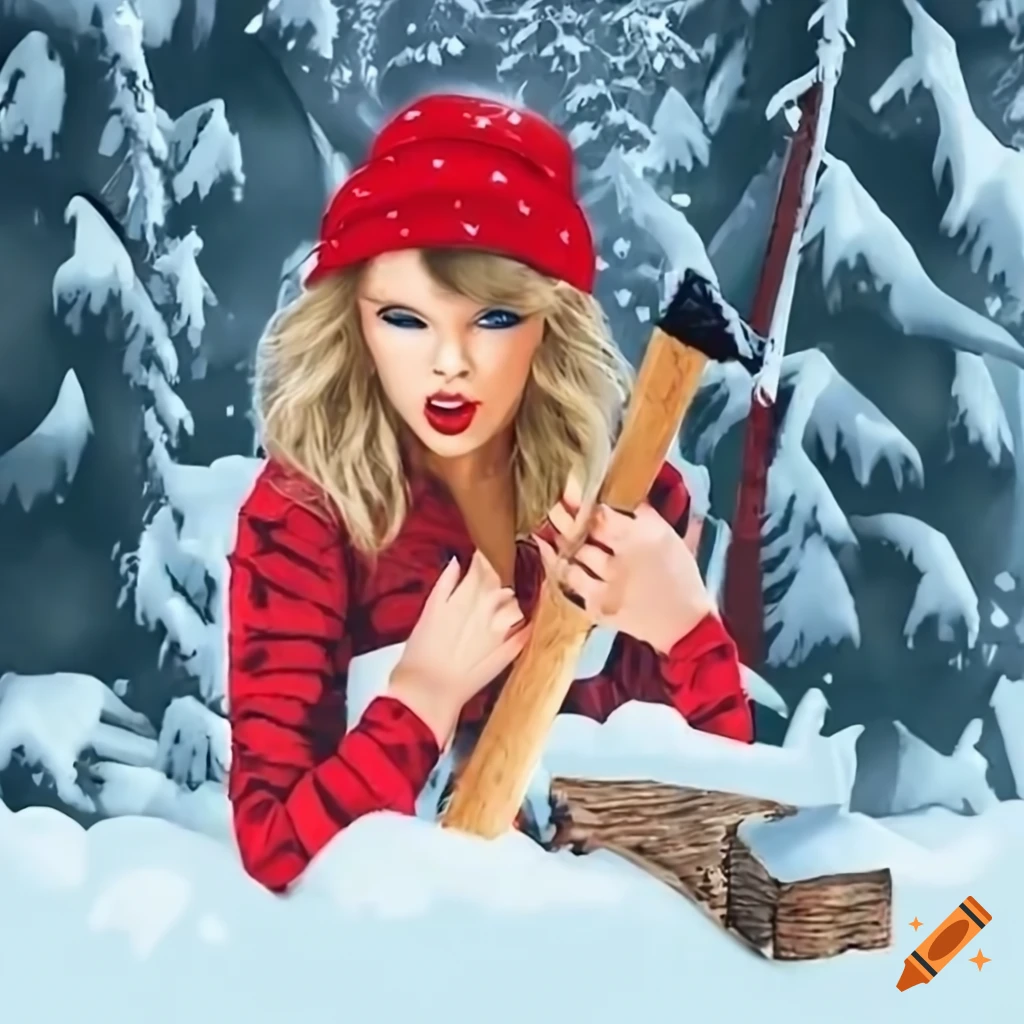 Taylor Swift As A Lumberjack Cutting Down Christmas Trees On Craiyon