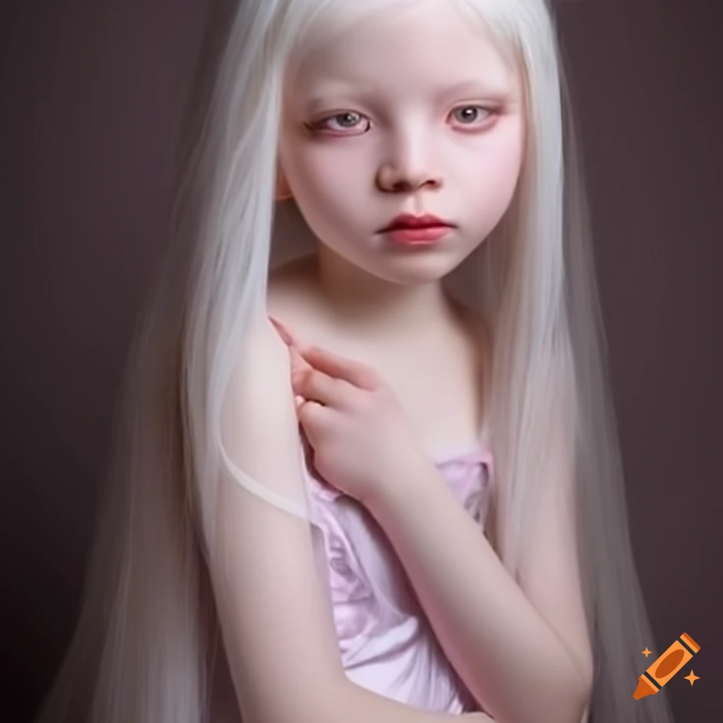 Albino fairy girl with long straight hair