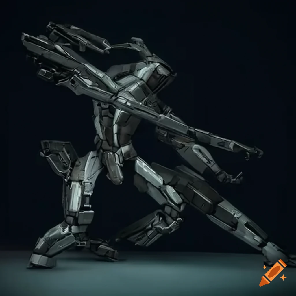 Futuristic mantis-like mecha in metal gear style