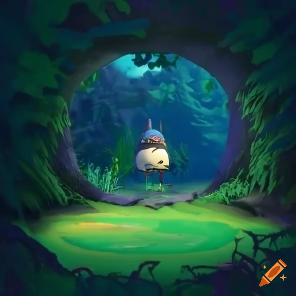 Little indescribable creature running on a lush green hill on Craiyon