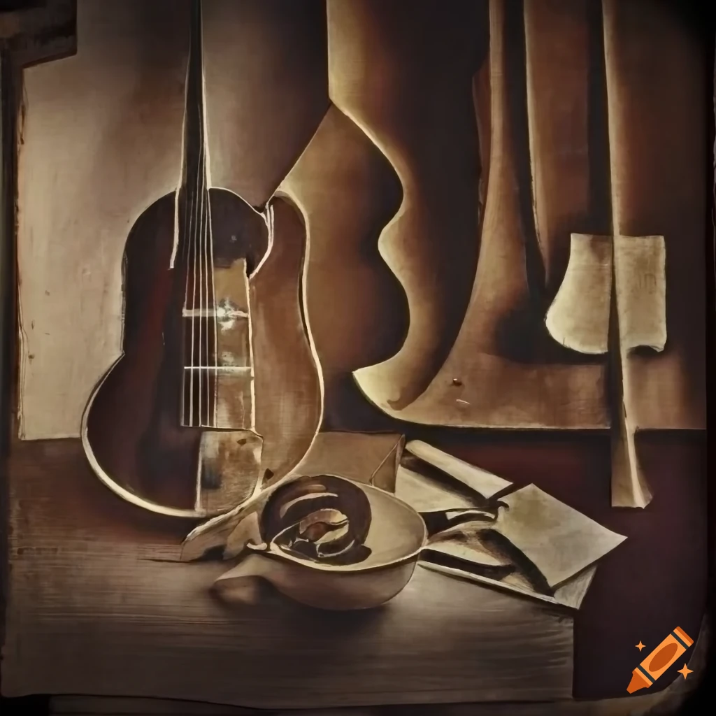 Modern still life with dirty fabric and musical instruments