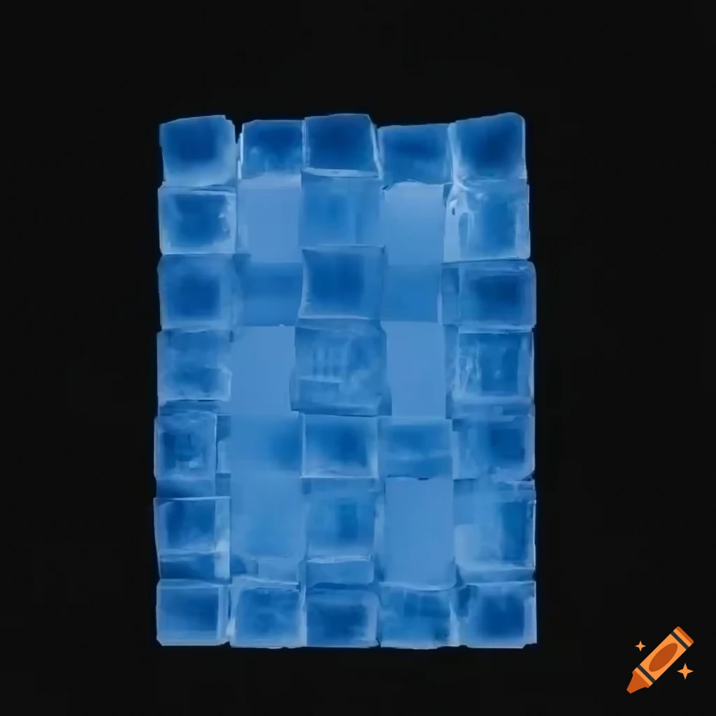 2d ice block wall in a black background