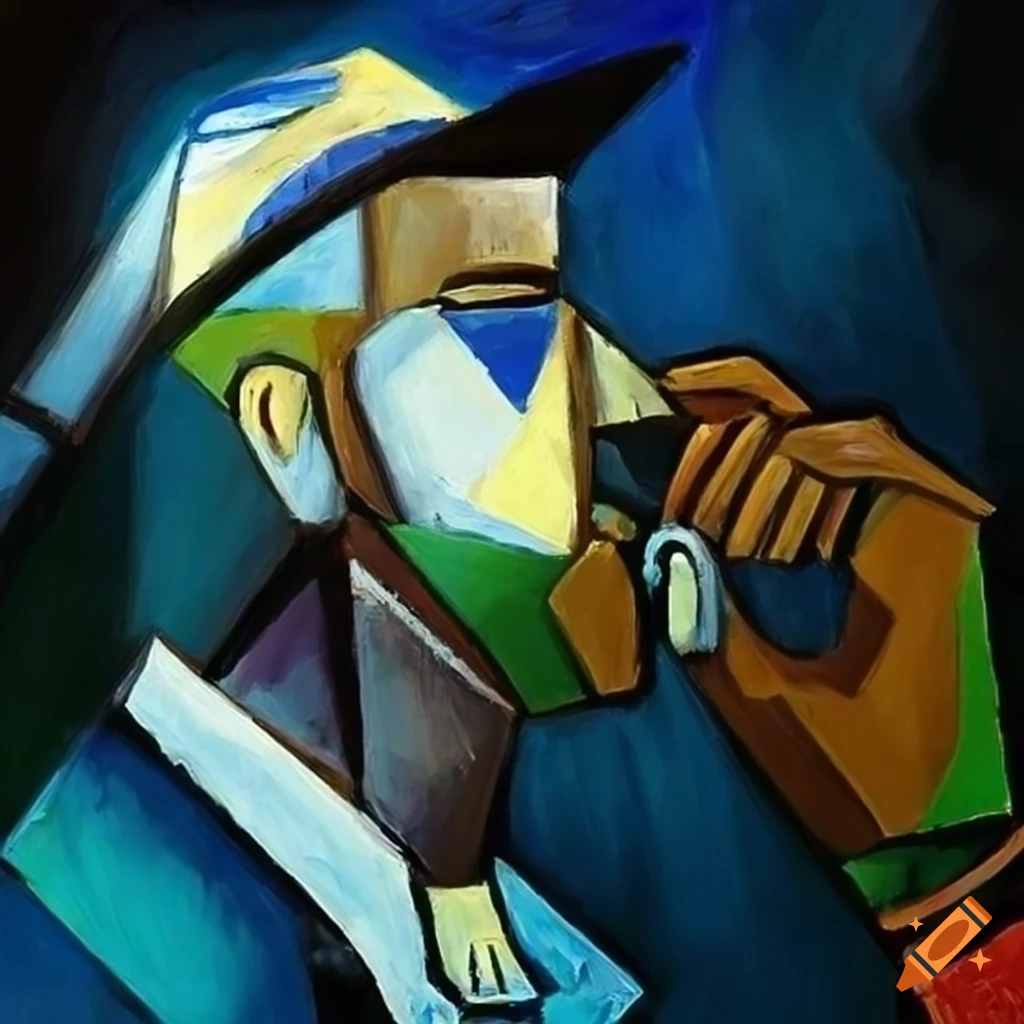 Cubist art of a picasso-style baseball player
