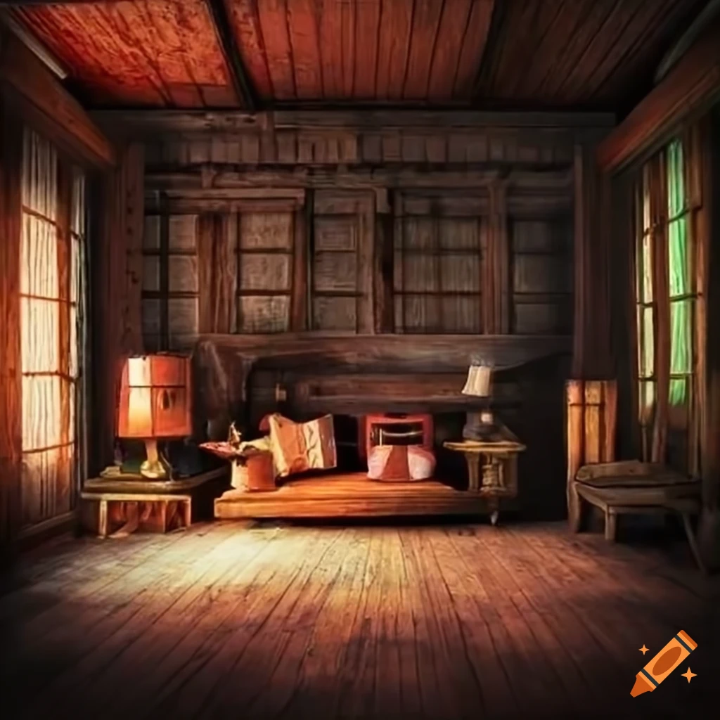 Interior of an old filipino house with living room and bedroom