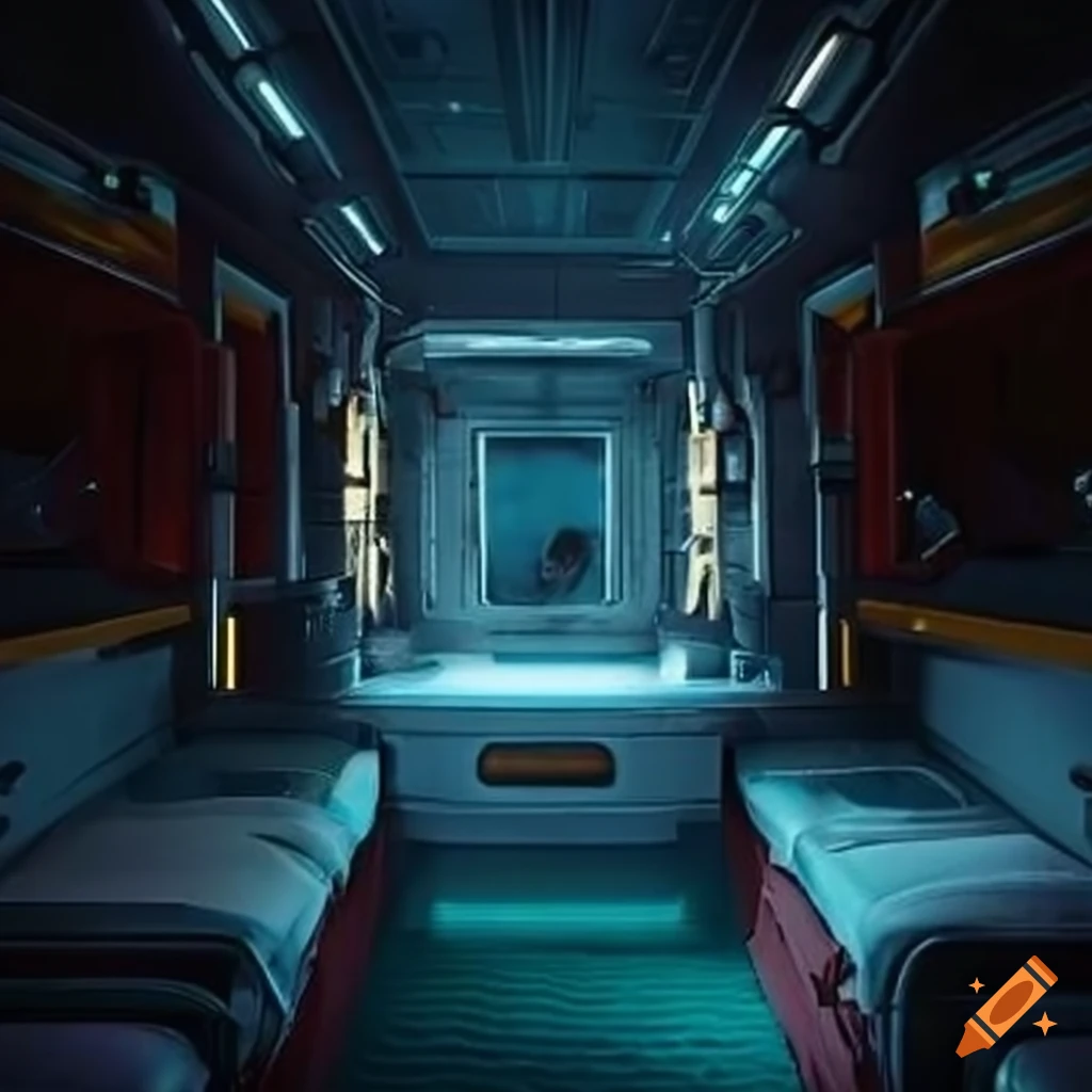 Modern sci-fi themed bedroom interior on Craiyon