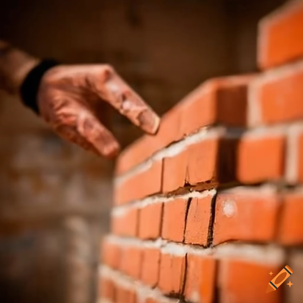Construction worker moving bricks with a wheelbarrow on his head on Craiyon