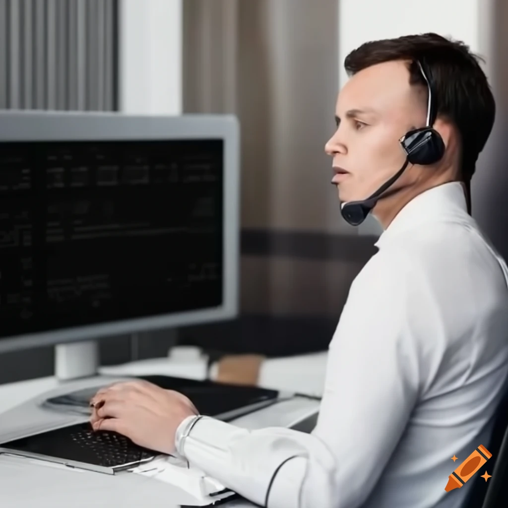 Customer service agent working on computer