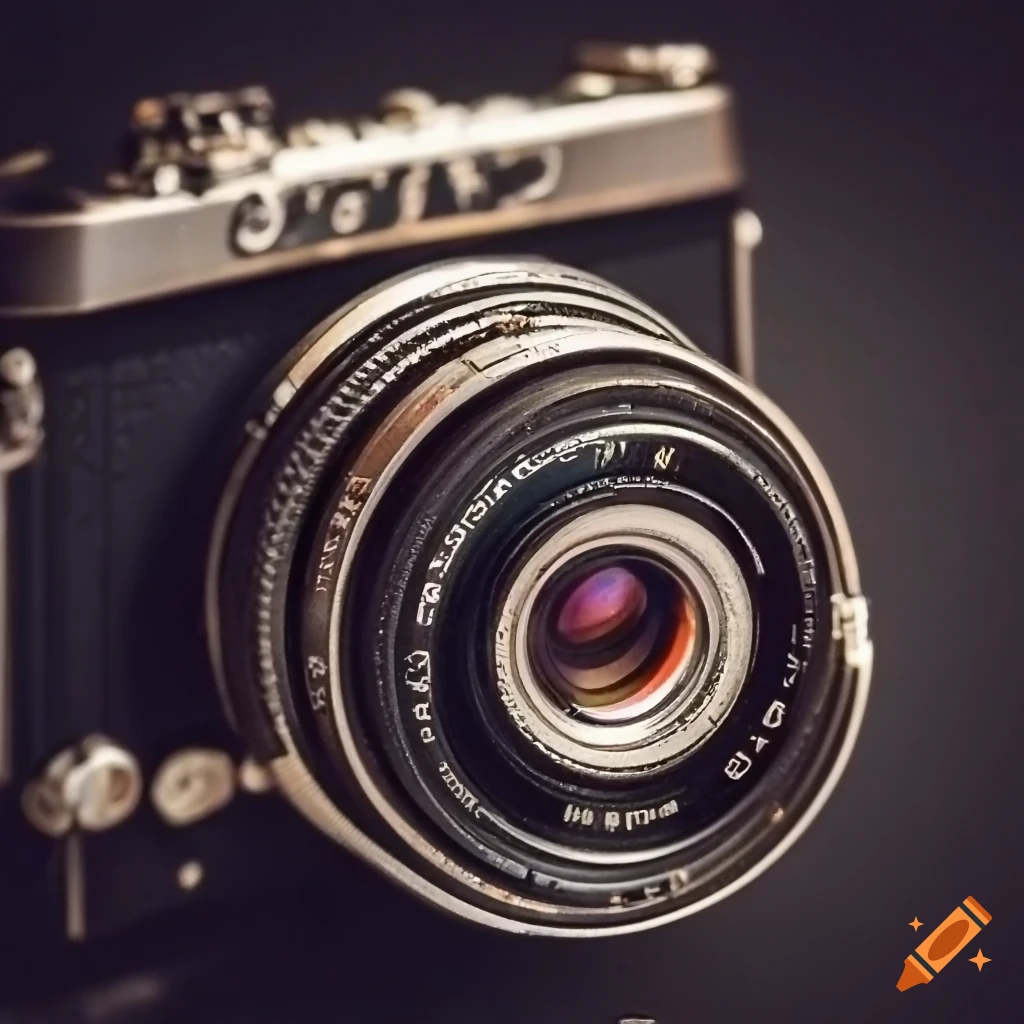 Vintage camera with a long lens on Craiyon