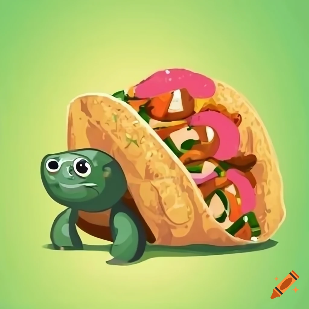 Delicious taco with a turtle in the background on Craiyon