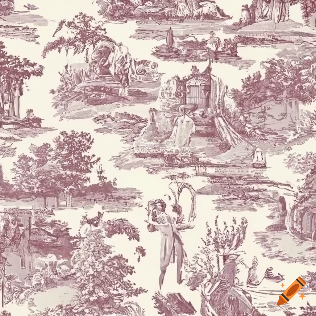 Tileable toile de jouy pattern on Craiyon