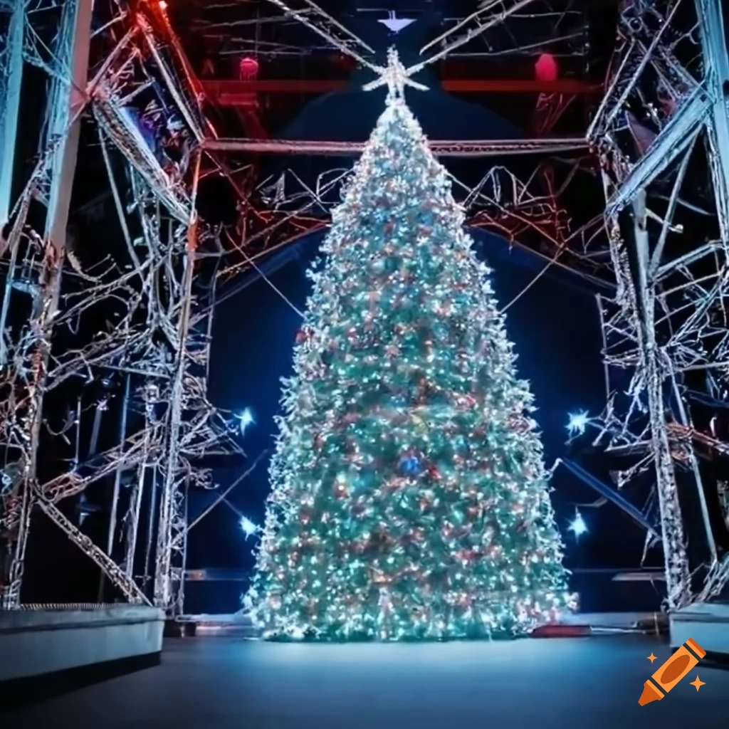Spacious warehouse with christmas trees in 4k for new year celebration ...