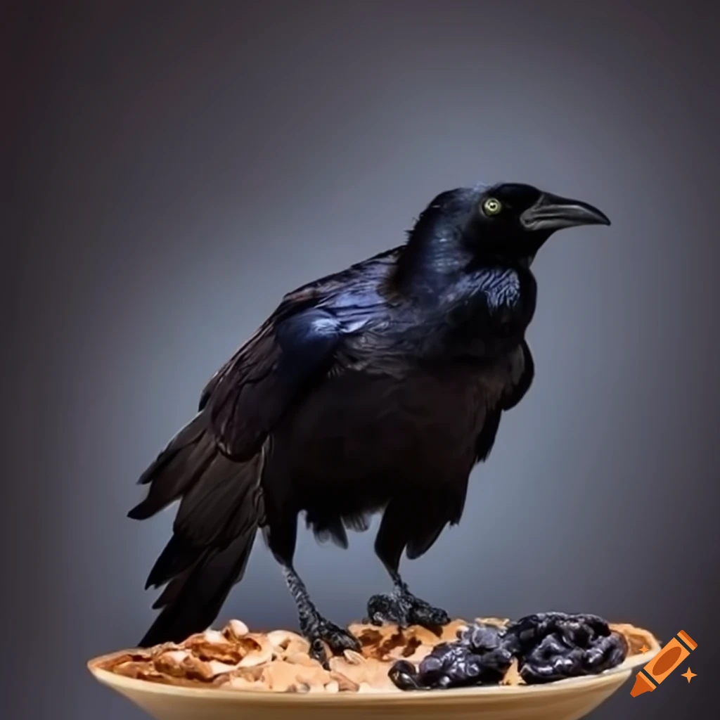 Raven eating cereal