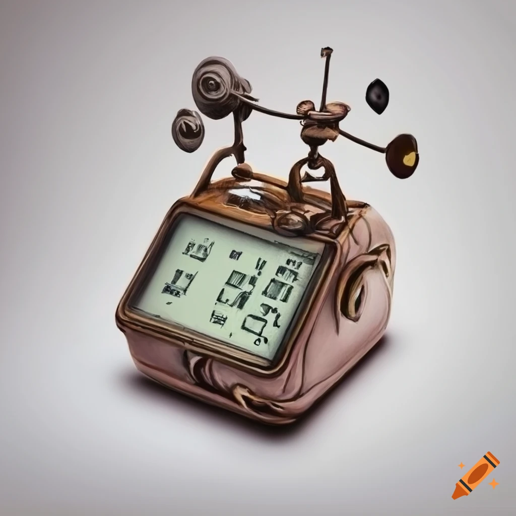 Line drawing of a steampunk personal weather station