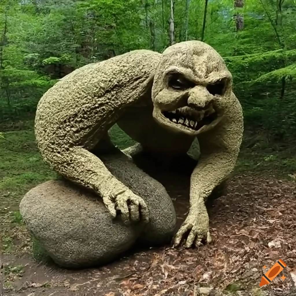 Sculpture of a man made from living rocks