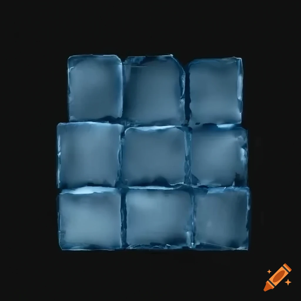 2d wall of ice blocks on black background on Craiyon