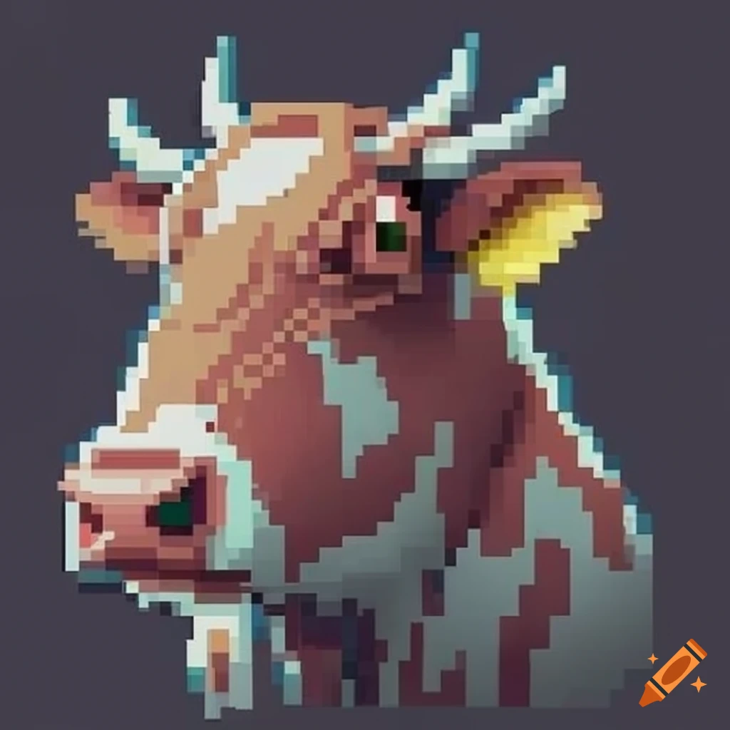 Stunning pixel art of a cow on Craiyon