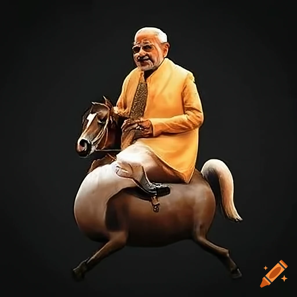 Indian prime minister narendra modi riding a horse on Craiyon