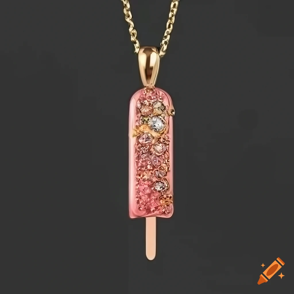 Pink gold pendant with diamond engraving in realistic 3D style on Craiyon