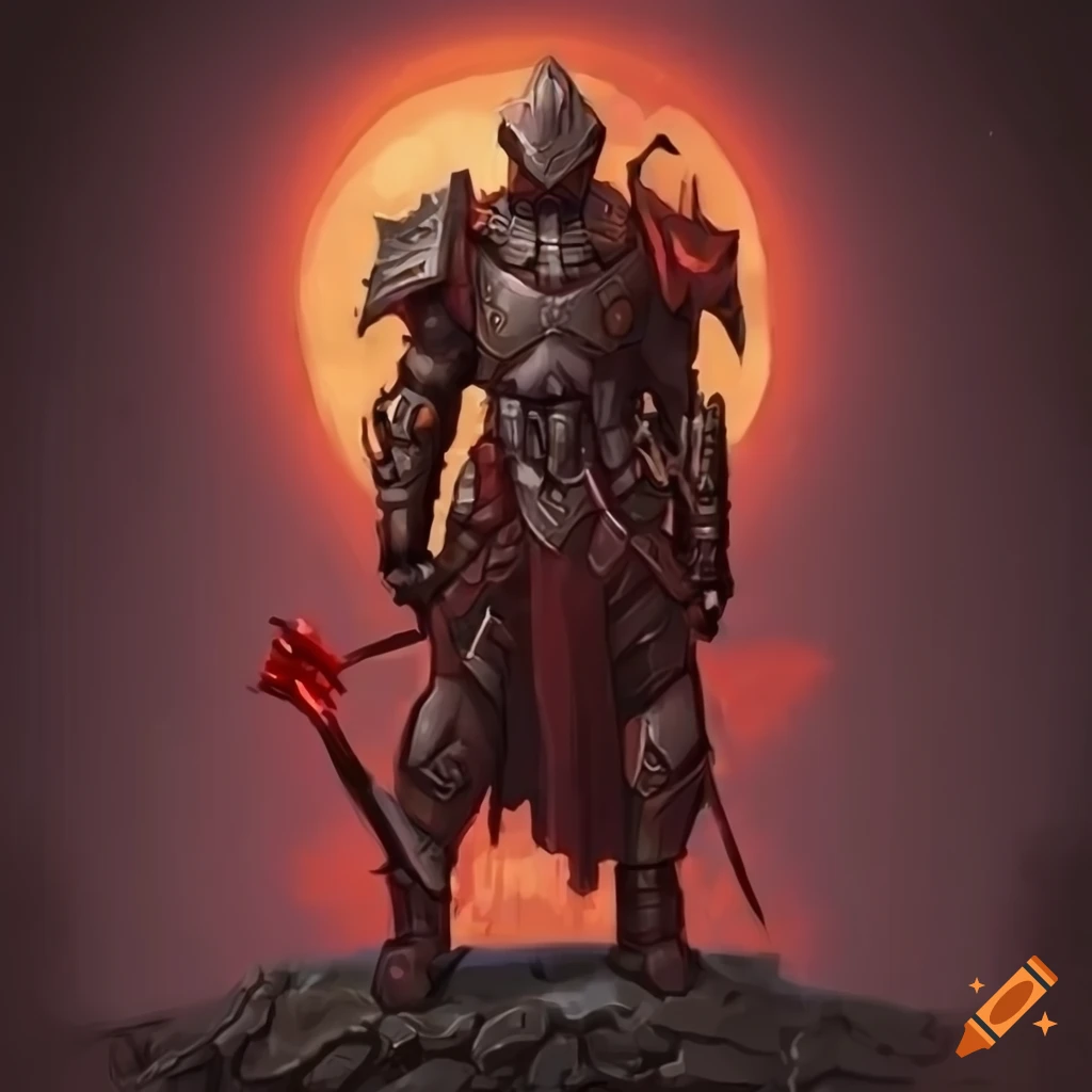 Red-themed warforged soldier on Craiyon