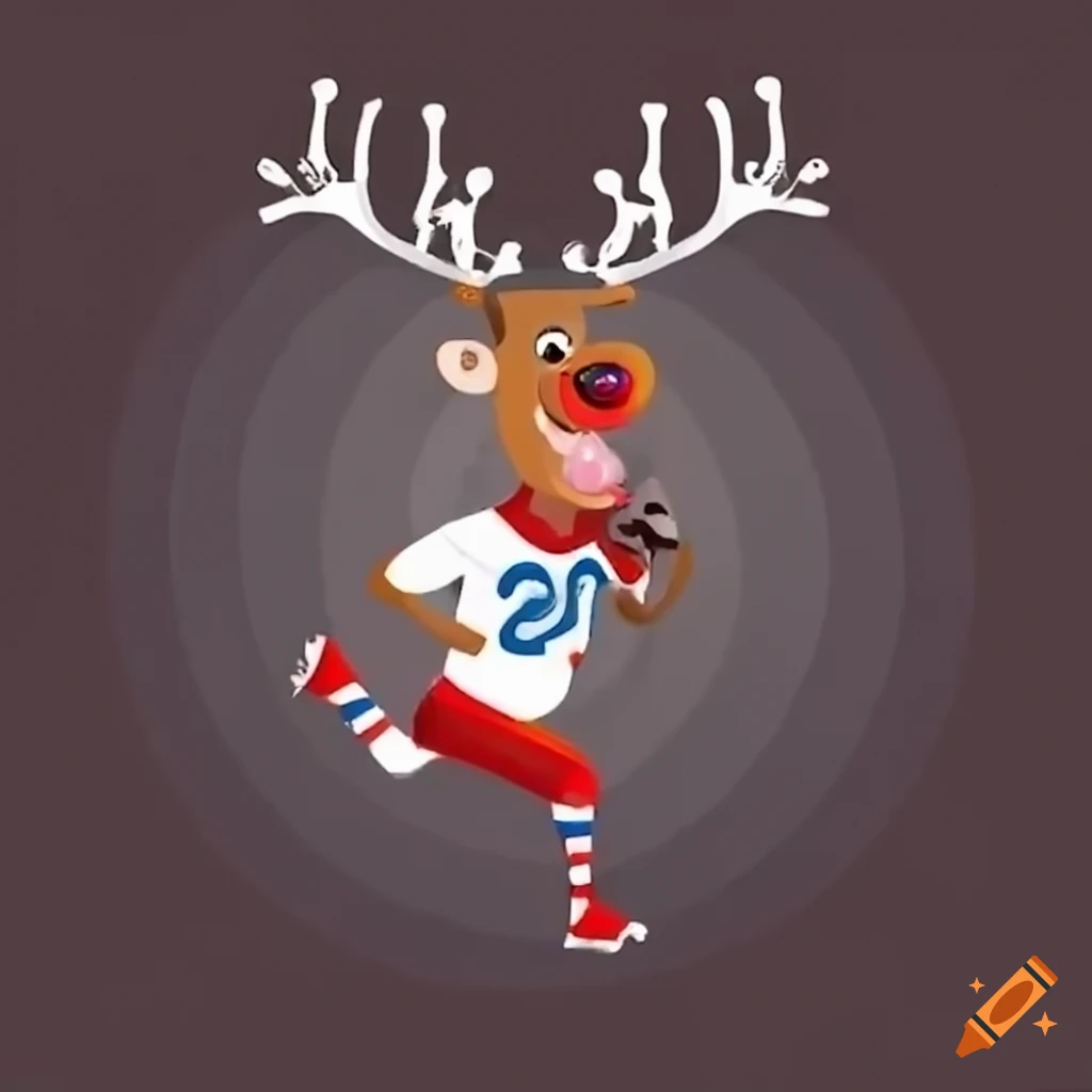 Reindeer in football uniform running on Craiyon