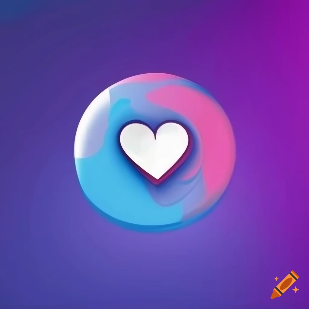 Blue and pink heart-shaped social media button