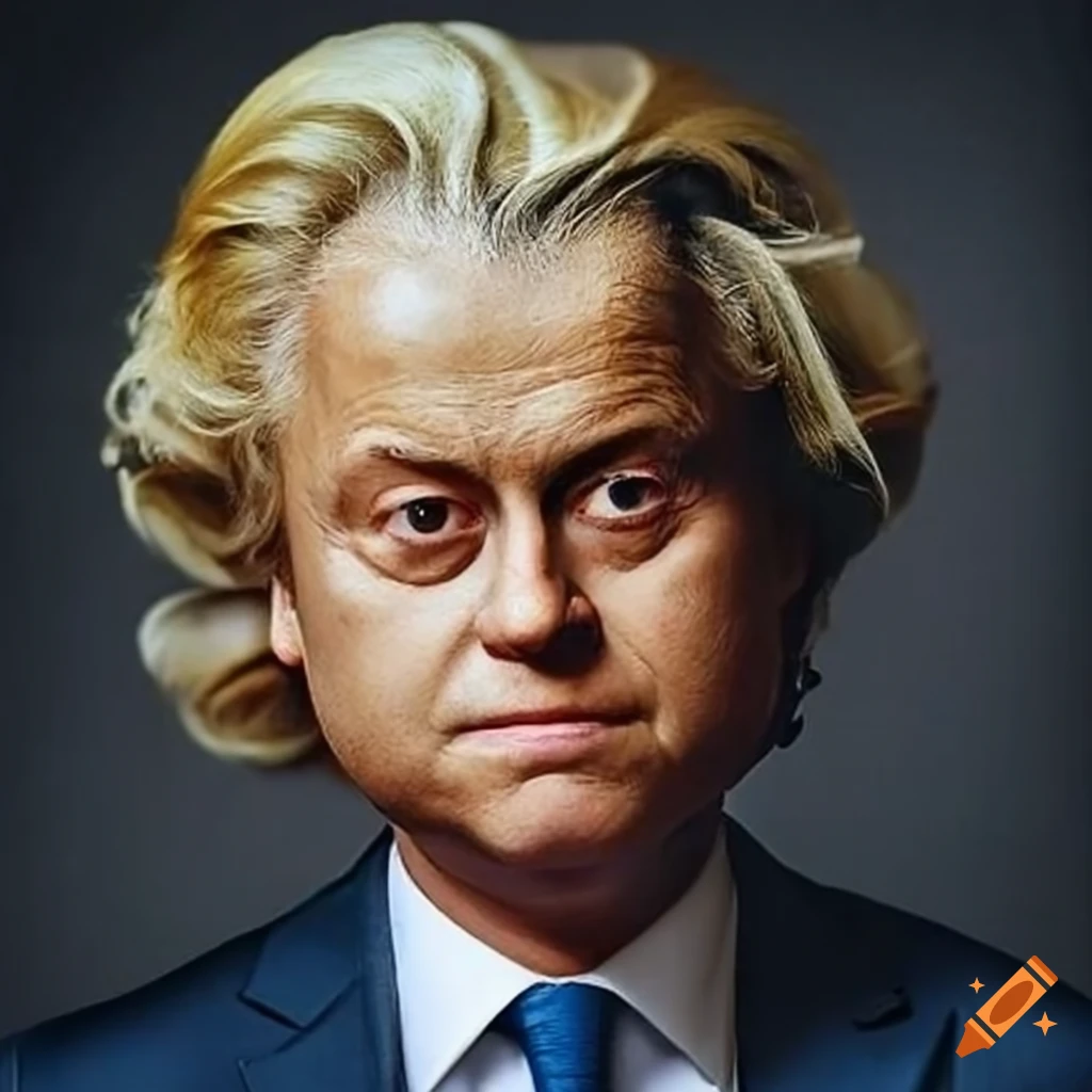 Geert wilders in a funny pose with a mini version of himself on Craiyon