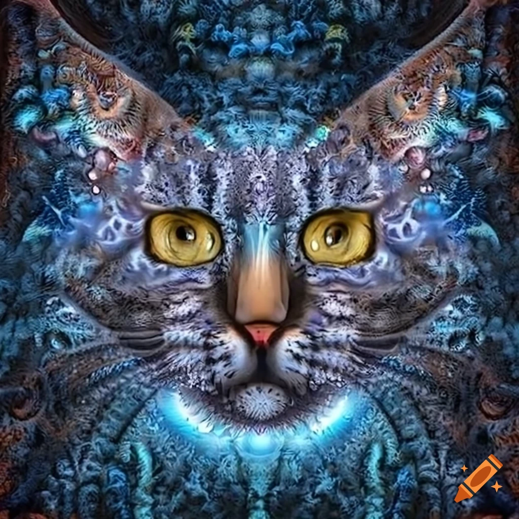 Fractal artwork of a cat's face on Craiyon