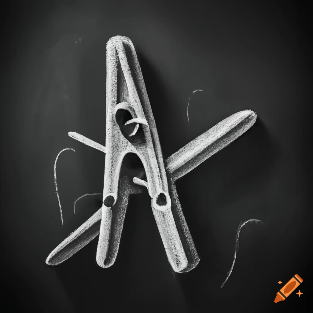 Creative chalk drawing of a clothes peg on a blackboard