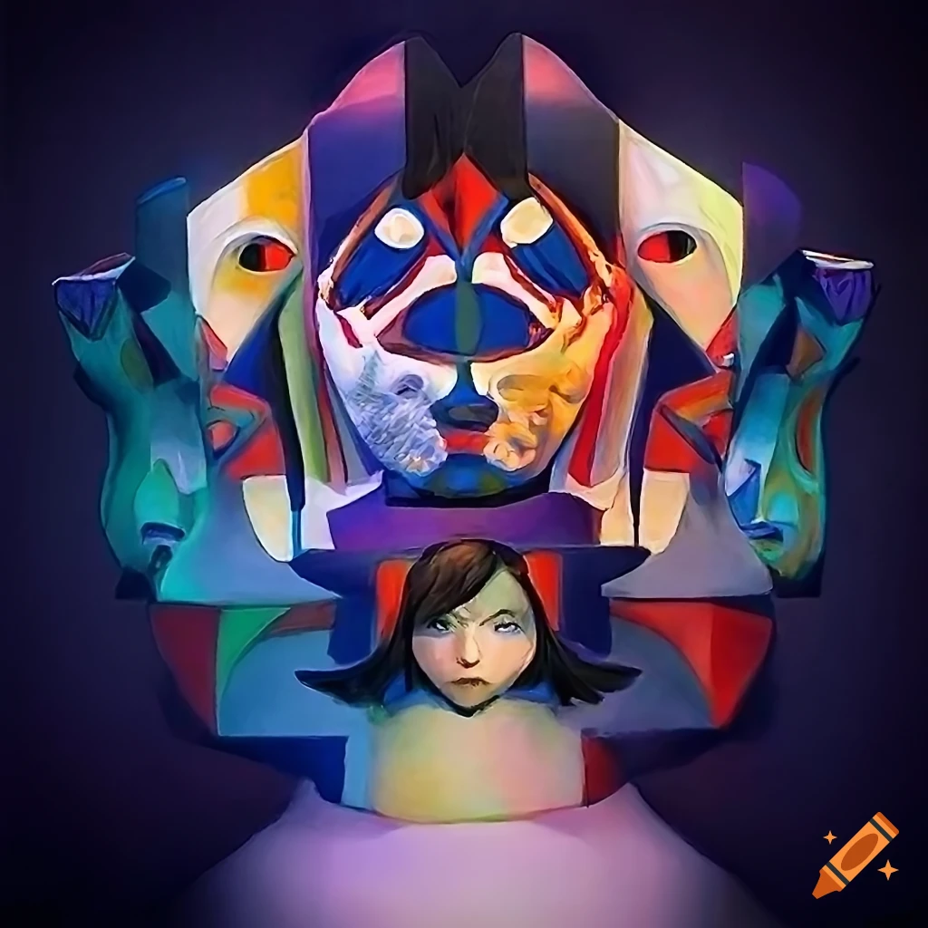 Lithograph combining multiple art styles