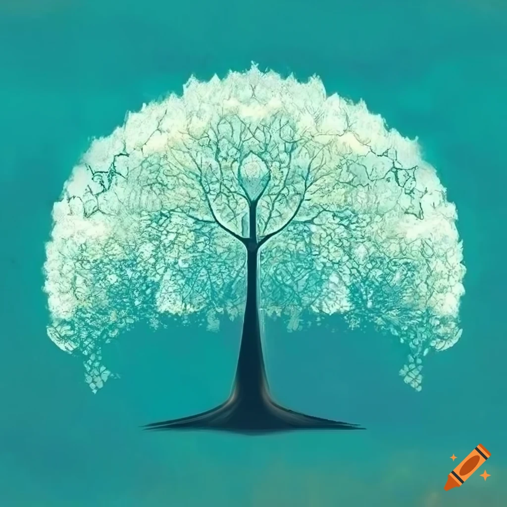 Abstract collage of tree of life and a dog in subtle colors on Craiyon