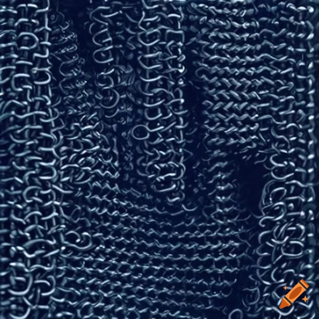 Rustic dark blue chainmail horse sculpture