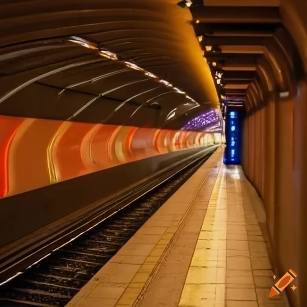 Modern design of an underground train station on Craiyon