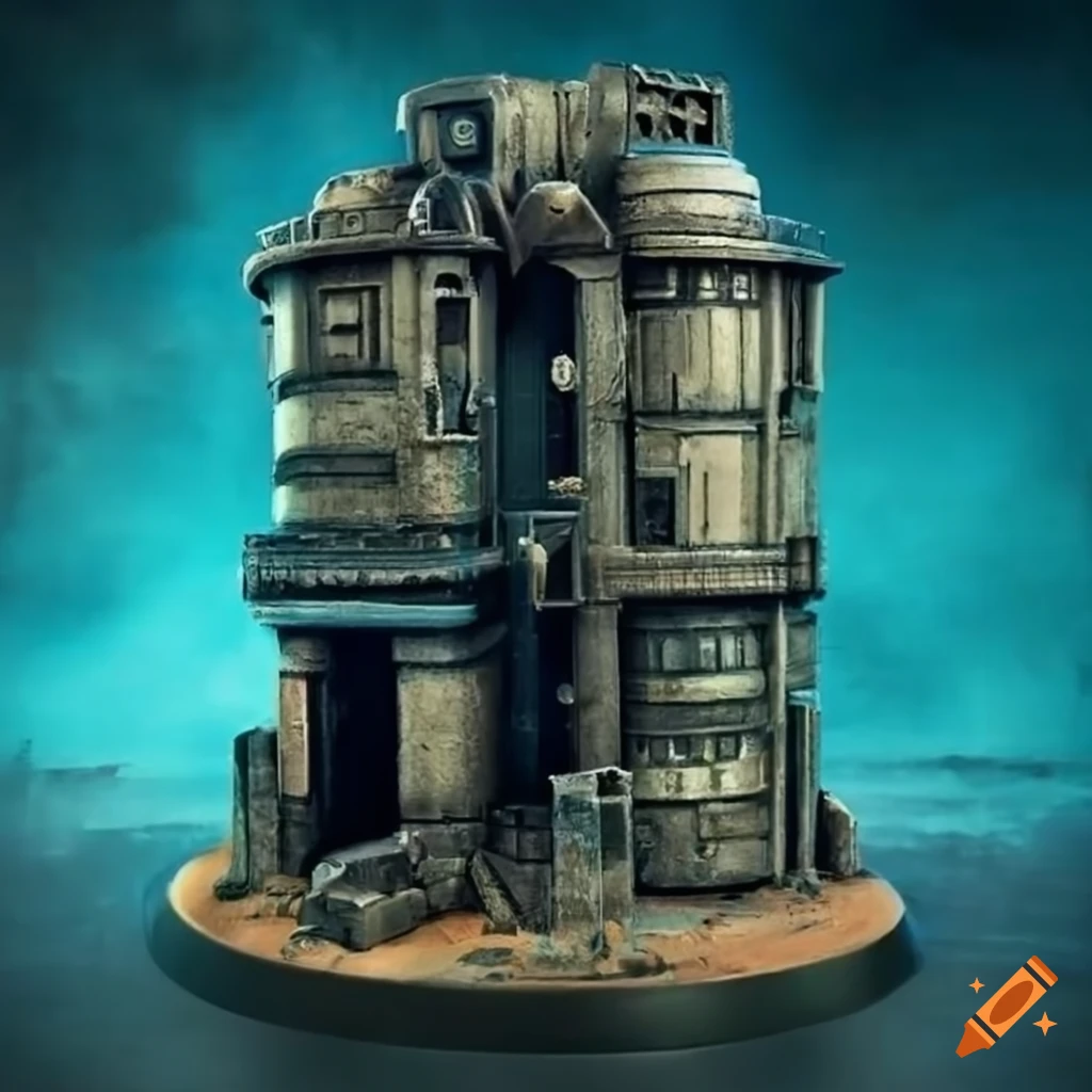 Dystopian sci-fi industrial building on Craiyon