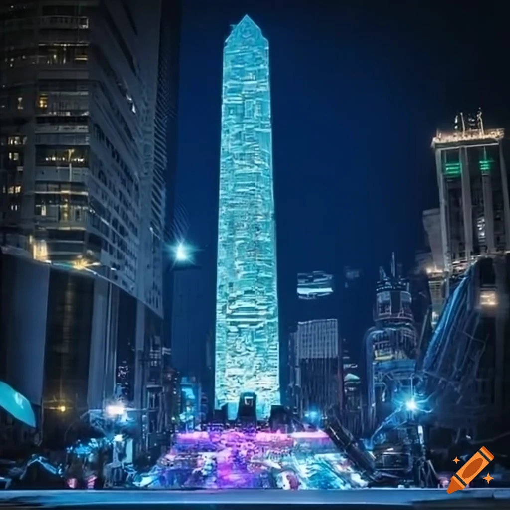 Cyberpunk sculpture of Monumento a la Bandera on Craiyon