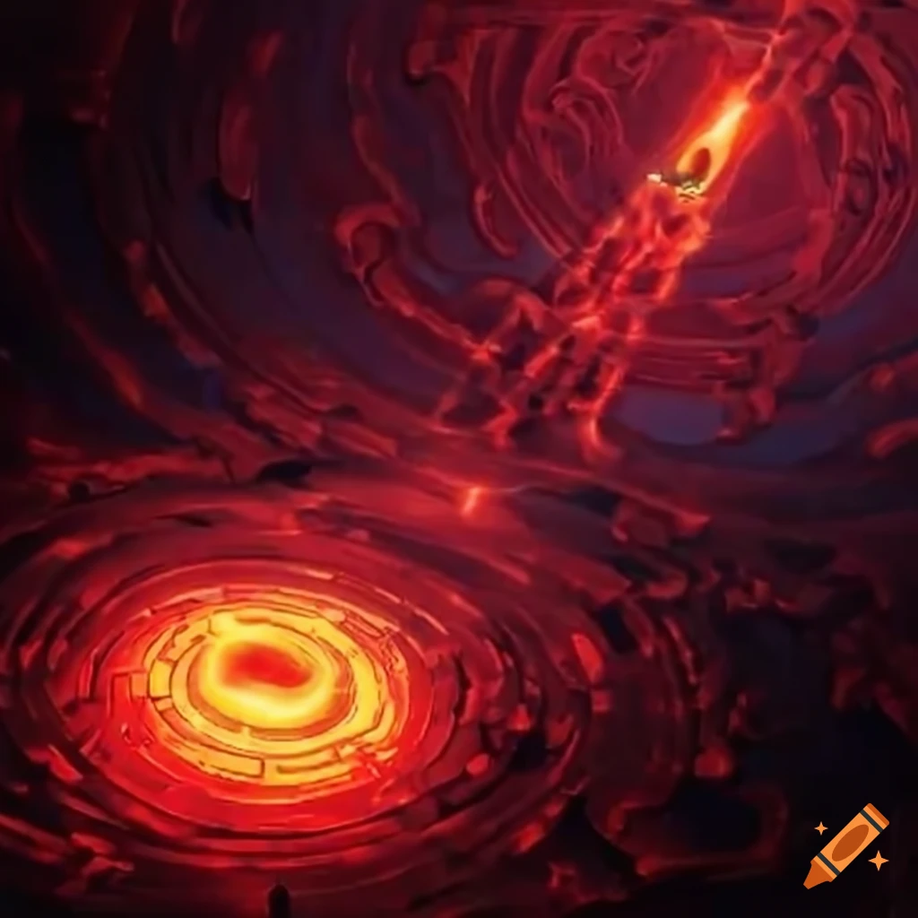 Red magic energy bouncing off a protective wall in a labyrinth on Craiyon