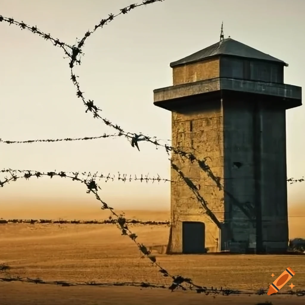 Photo of modern military defense towers in a field