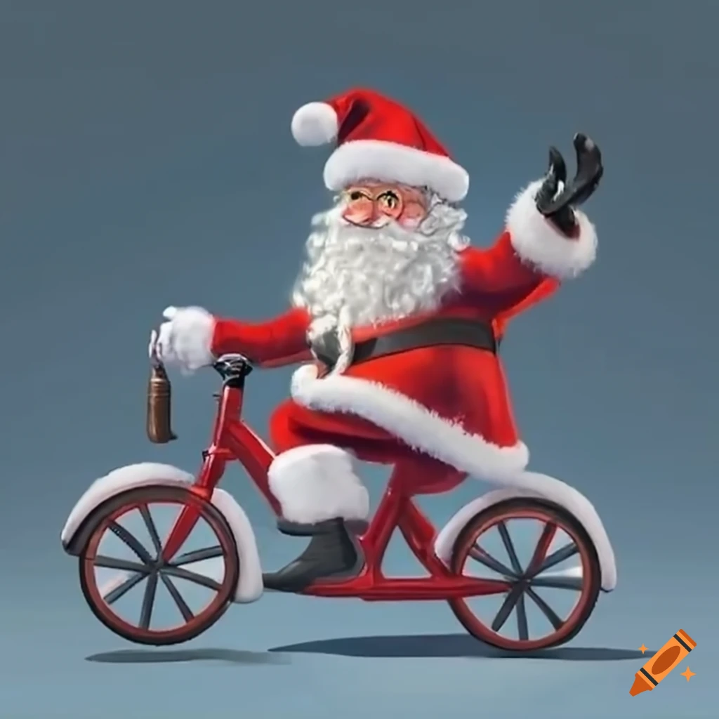 Santa Claus riding a bicycle on Craiyon