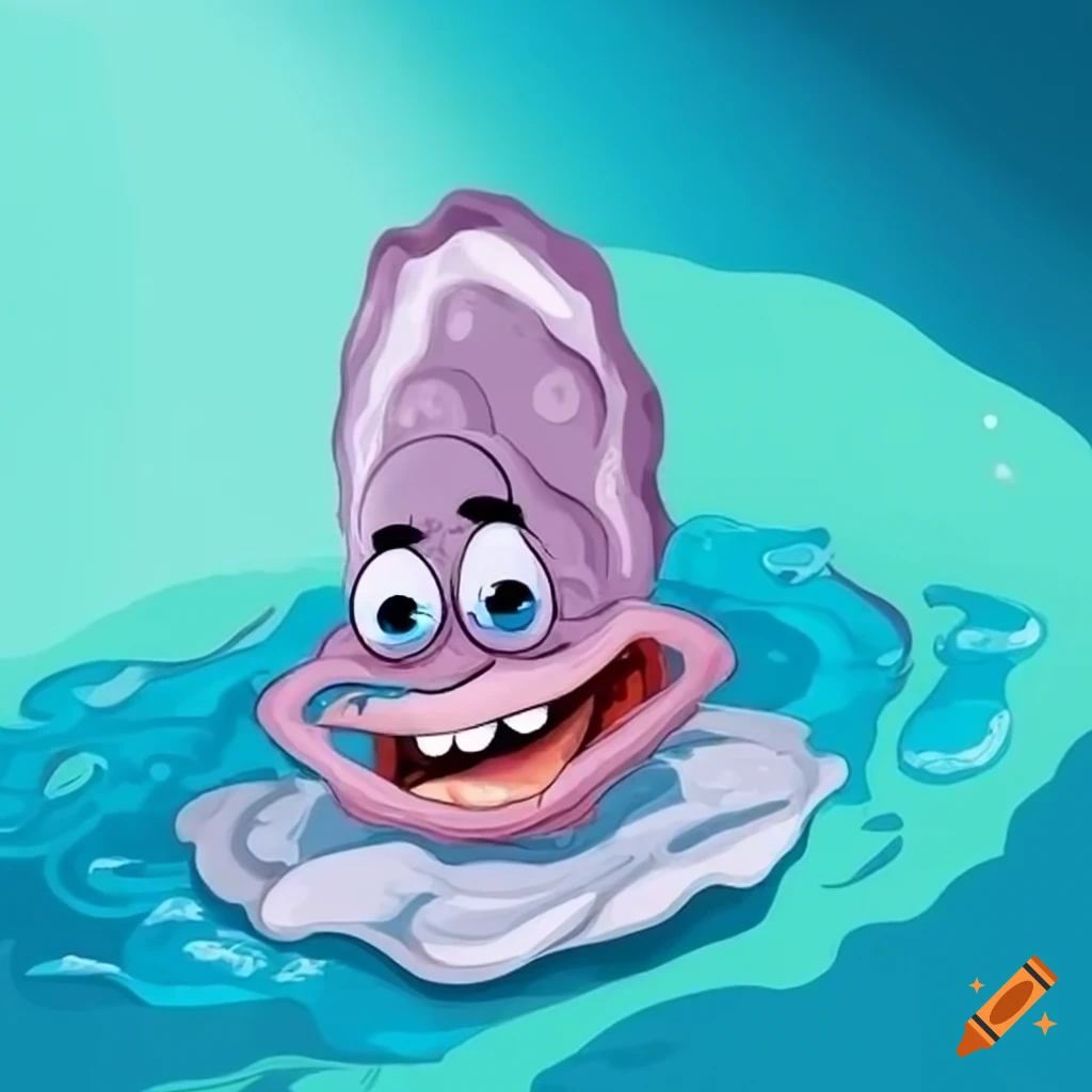 Cartoon oyster swimming on Craiyon