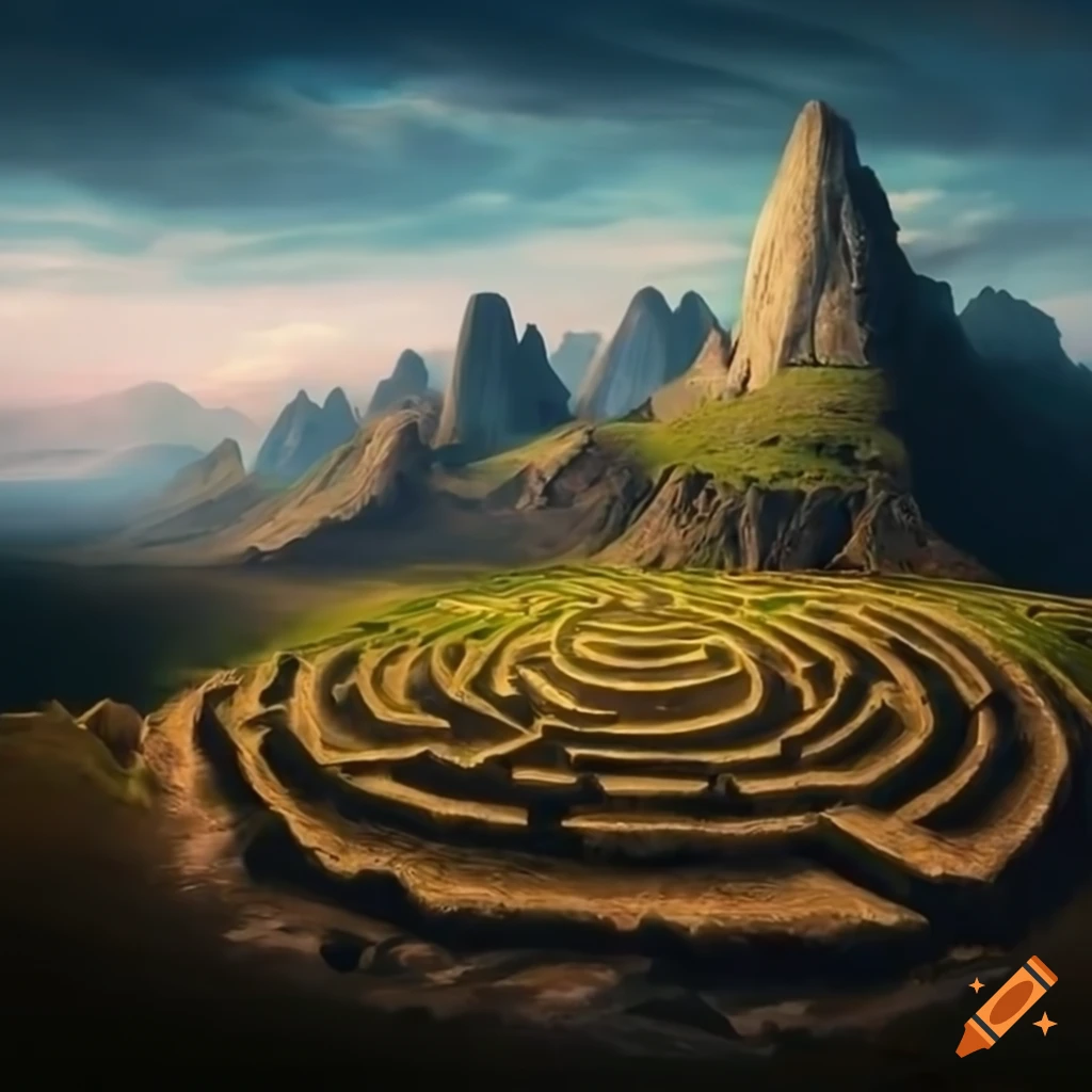 Image of an ancient labyrinth in a fantasy setting on Craiyon