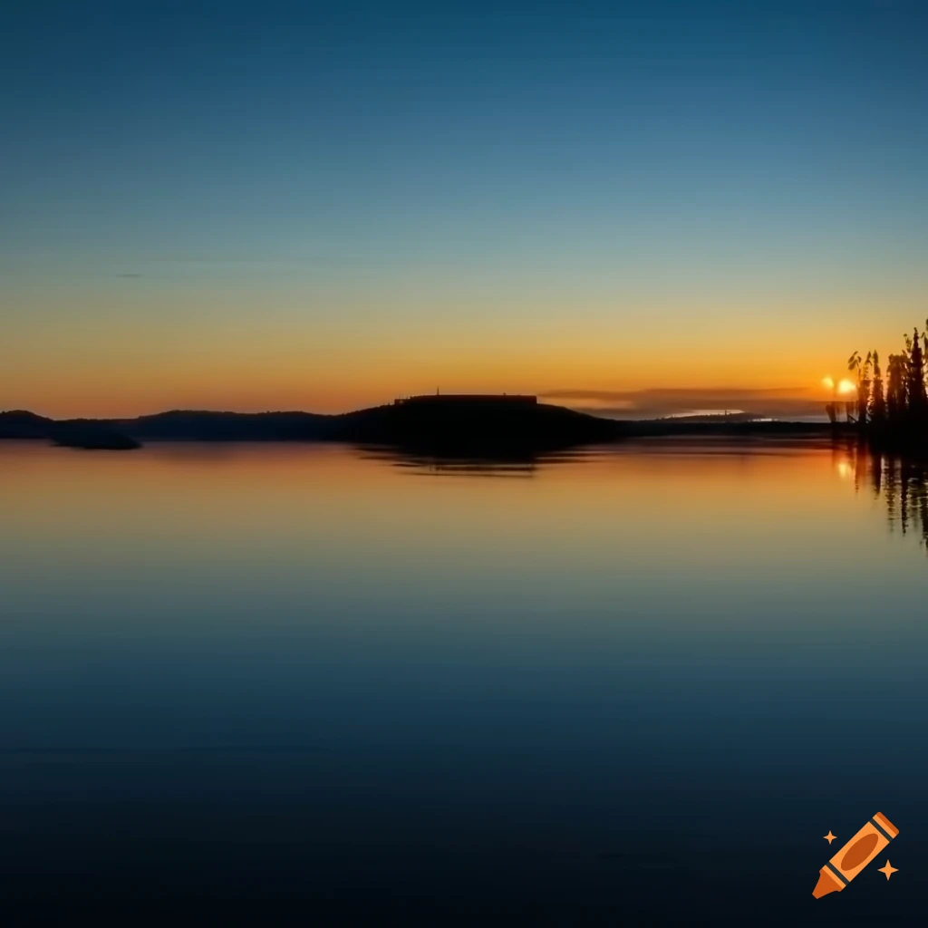 Amanecer sobre un lago