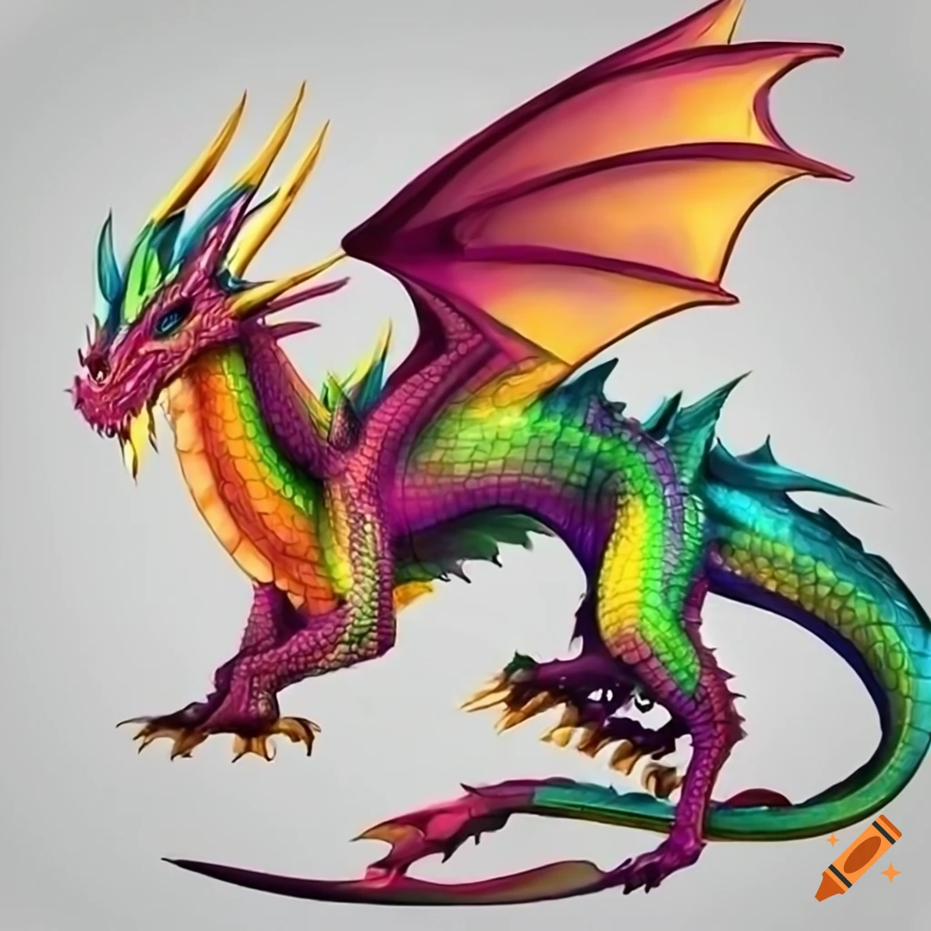 Image of a rainbow dragon on Craiyon