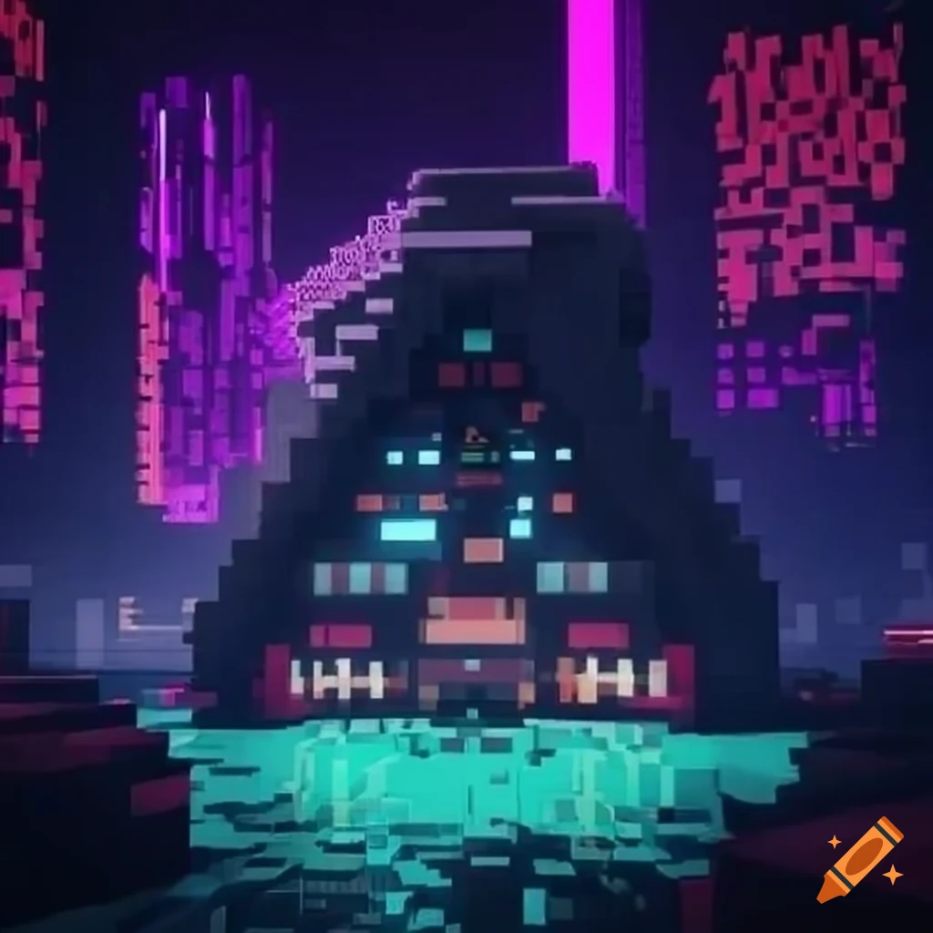 Cyberpunk-style bunker in Minecraft on Craiyon