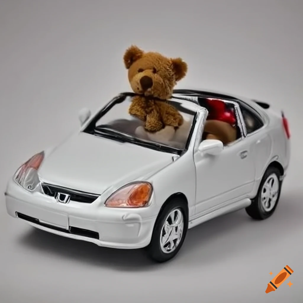 Toy car parked under a teddy bear on Craiyon