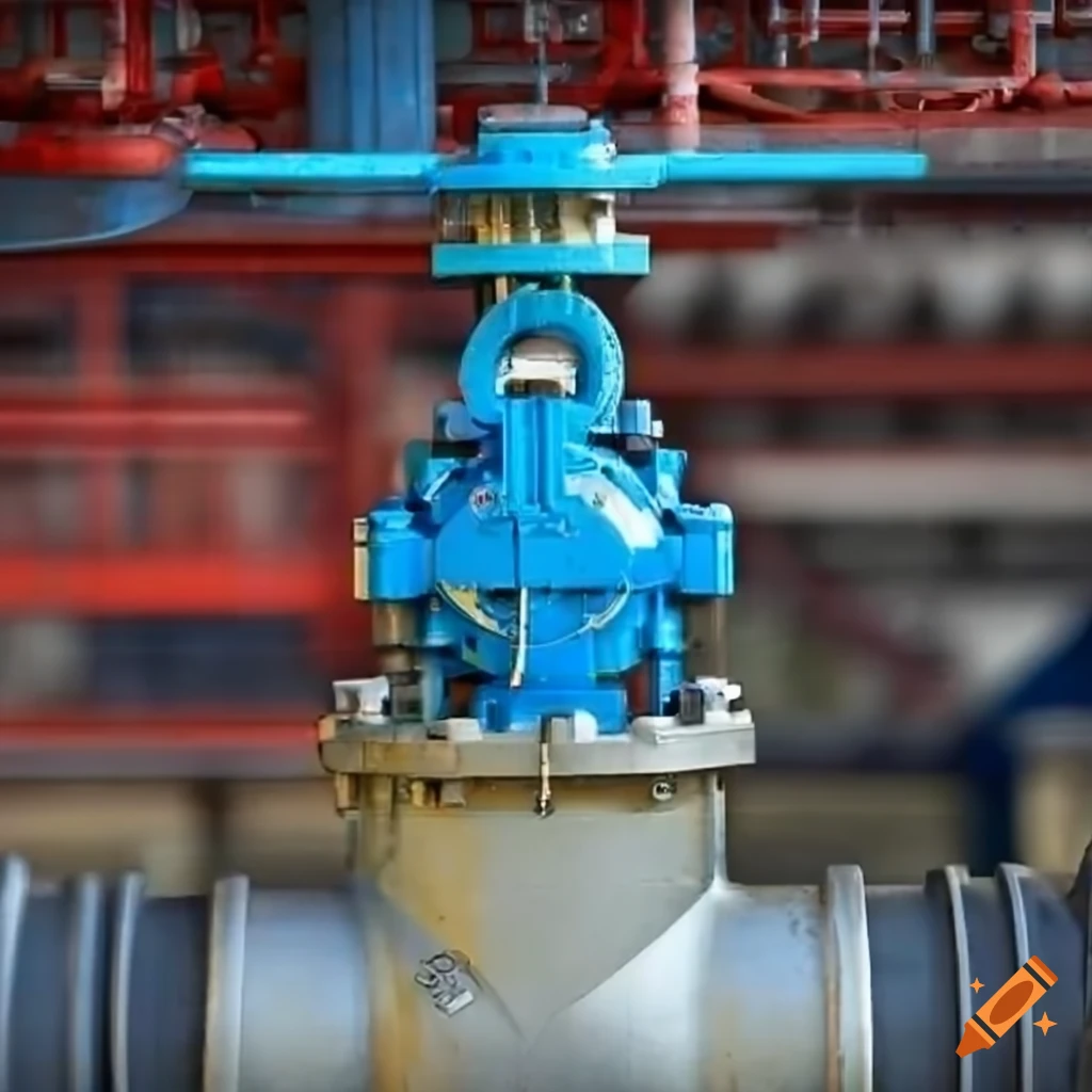 Powerful and sophisticated valve in a modern engineering setting on Craiyon