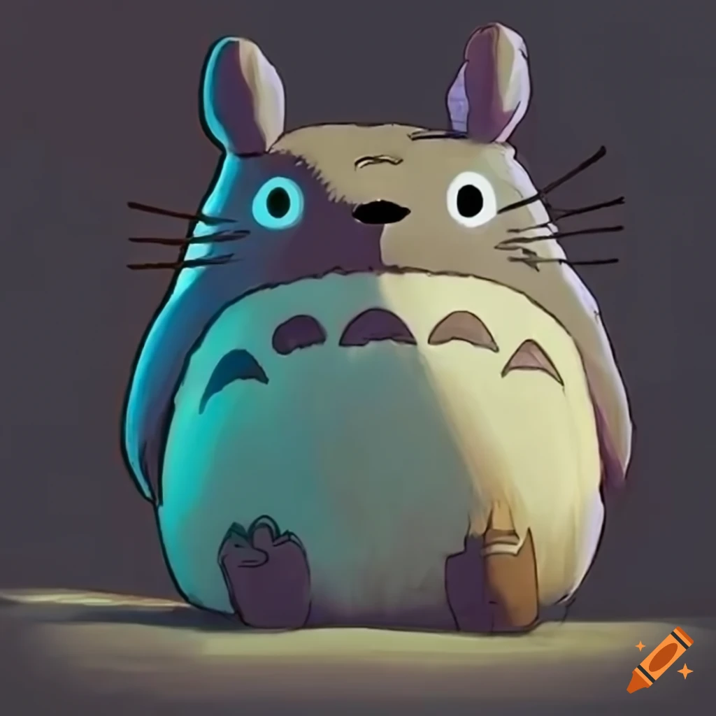 Noir graphic novel artwork of godzilla, garfield, and totoro on Craiyon