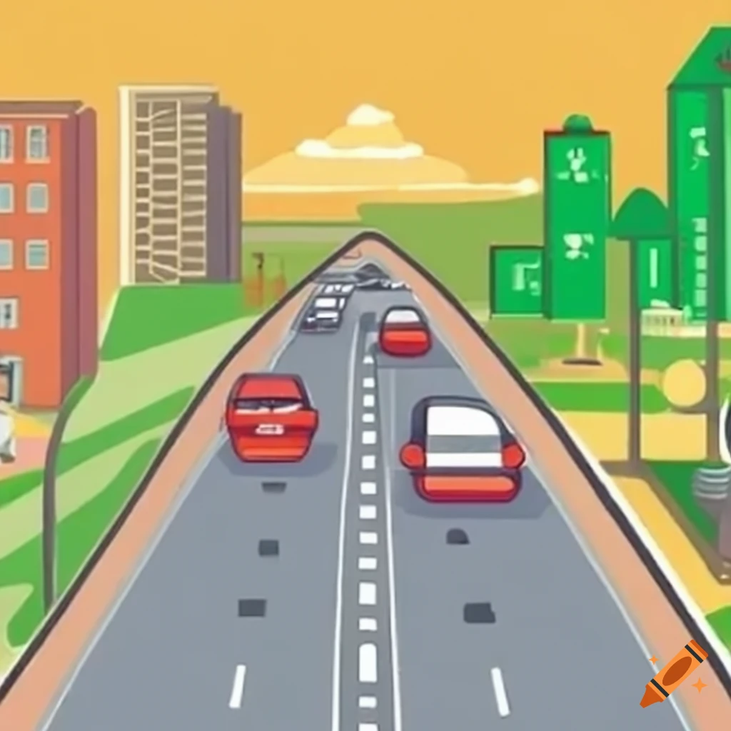 Road with regular traffic on Craiyon